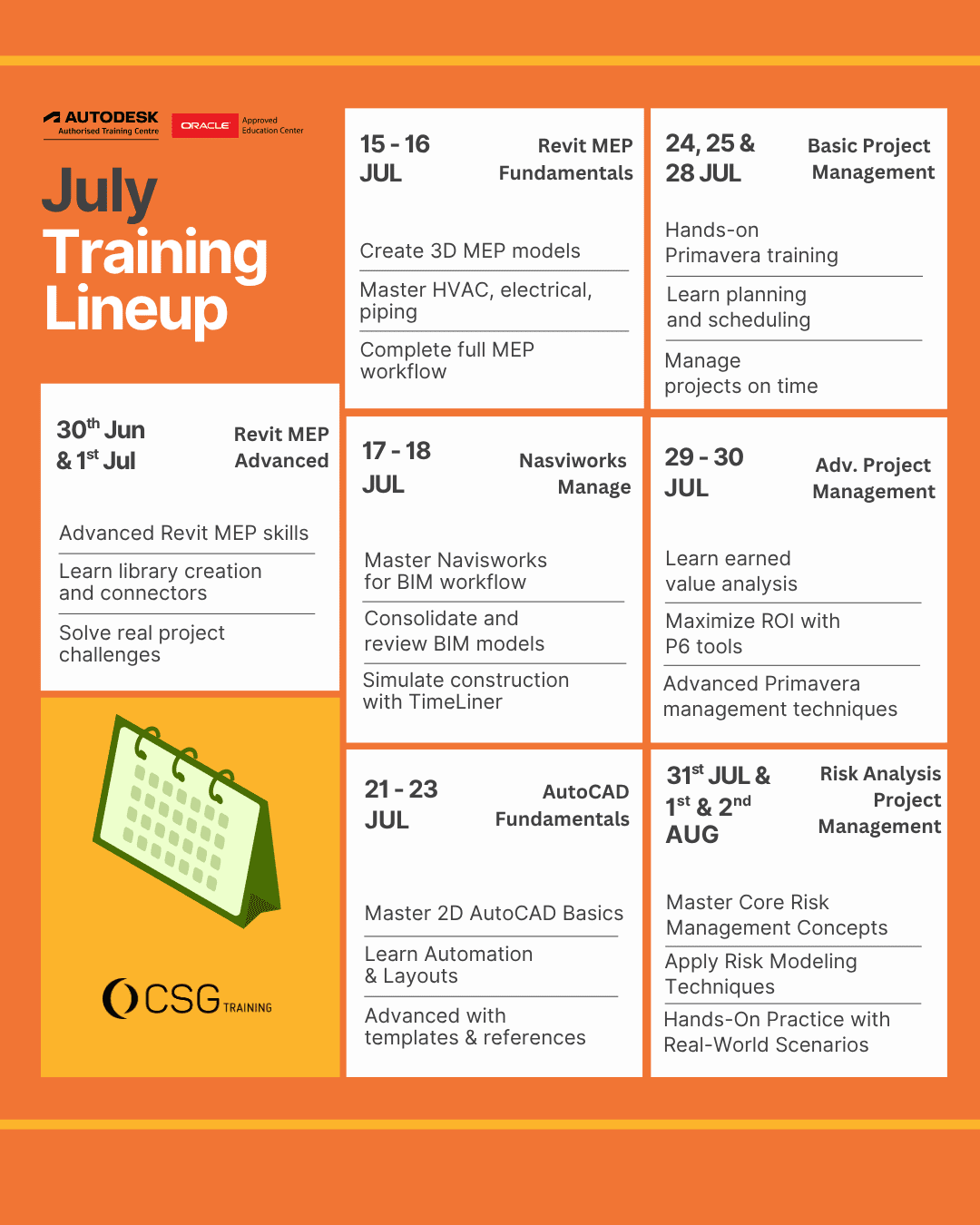Training Schedule - CSG Software